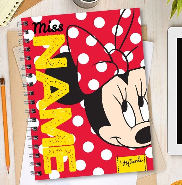 Minnie Mouse Personalised Notebook, Red & White | Funky Pigeon
