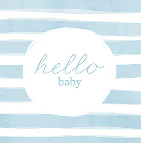 Blue Watercolour Stripes New Baby Card | Funky Pigeon