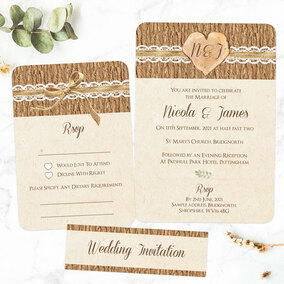 ZDISC Rustic Woodland Monogram - Boutique Wedding Invitation & RSVP | Funky Pigeon