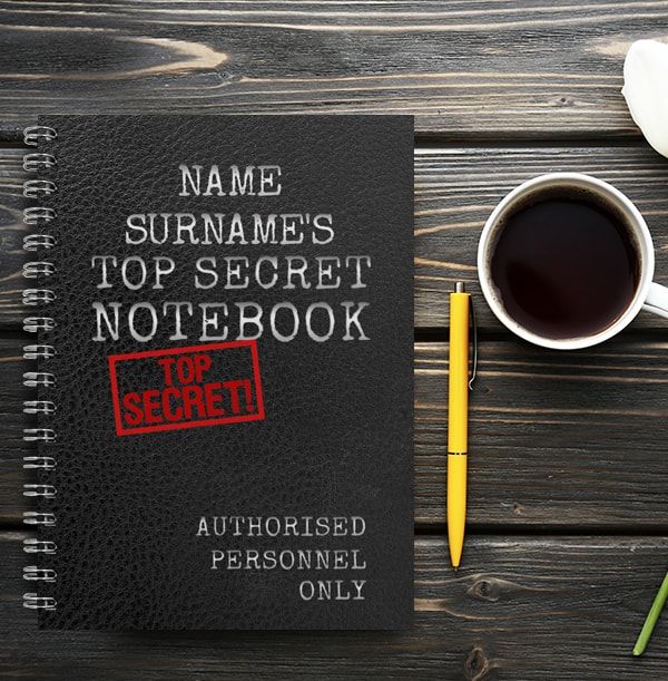 Little Black Book Top Secret Notebook, Personalised | Funky Pigeon