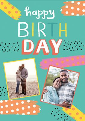 Happy Birthday Polka Dots Photo Card | Funky Pigeon