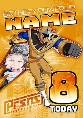 8 Today Gold Power Ranger Photo Card | Funky Pigeon