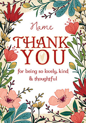Lovely, Kind and Thoughtful Thank You Card | Funky Pigeon