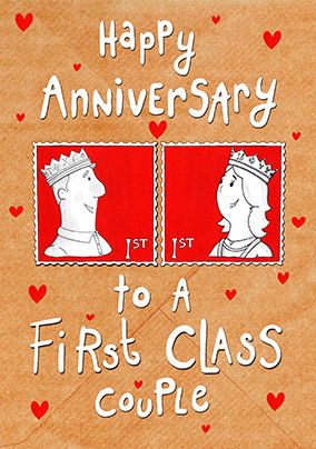 1st Class Couple Anniversary Card | Funky Pigeon