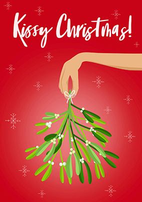 Mistletoe Kissy Christmas Card | Funky Pigeon