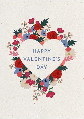 Happy Valentine's Day Heart Flowers Card | Funky Pigeon