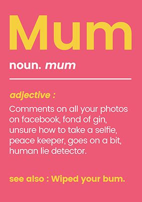 Mum Definition Birthday Card | Funky Pigeon