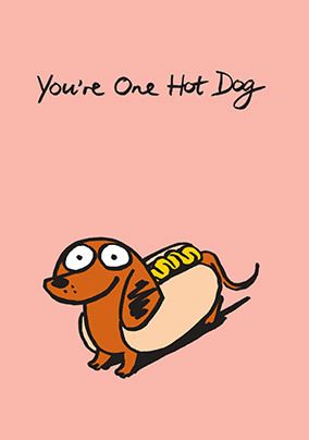 One Hot Dog Valentine's Day Card | Funky Pigeon