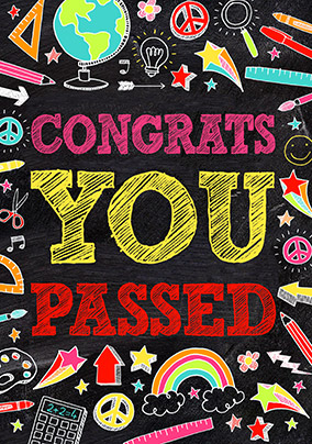Chalkboard You Passed Congratulations Card | Funky Pigeon