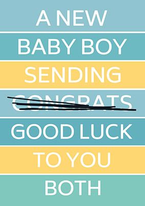 Good Luck New Baby Boy Card | Funky Pigeon
