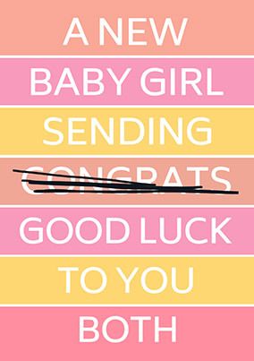 Good Luck New Baby Girl Card | Funky Pigeon