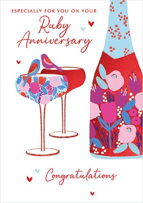 Ruby 40th Wedding Anniversary Cards | Funky Pigeon