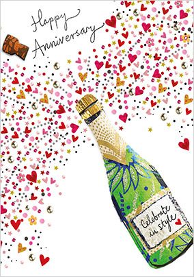 Happy Anniversary Champagne Card | Funky Pigeon