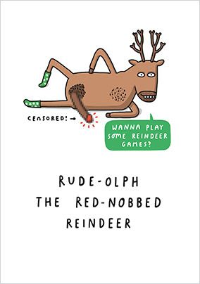 Red-Nobbed Reindeer Christmas Card | Funky Pigeon