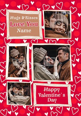 Hugs & Kisses Photo Valentine's Day Card | Funky Pigeon